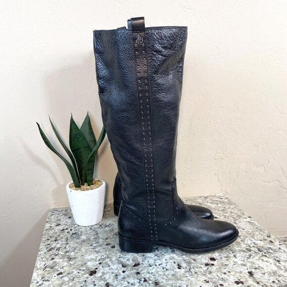 Sam Edelman | Shoes | Sam Edelman Penny Black Pebbled Leather Tall ...